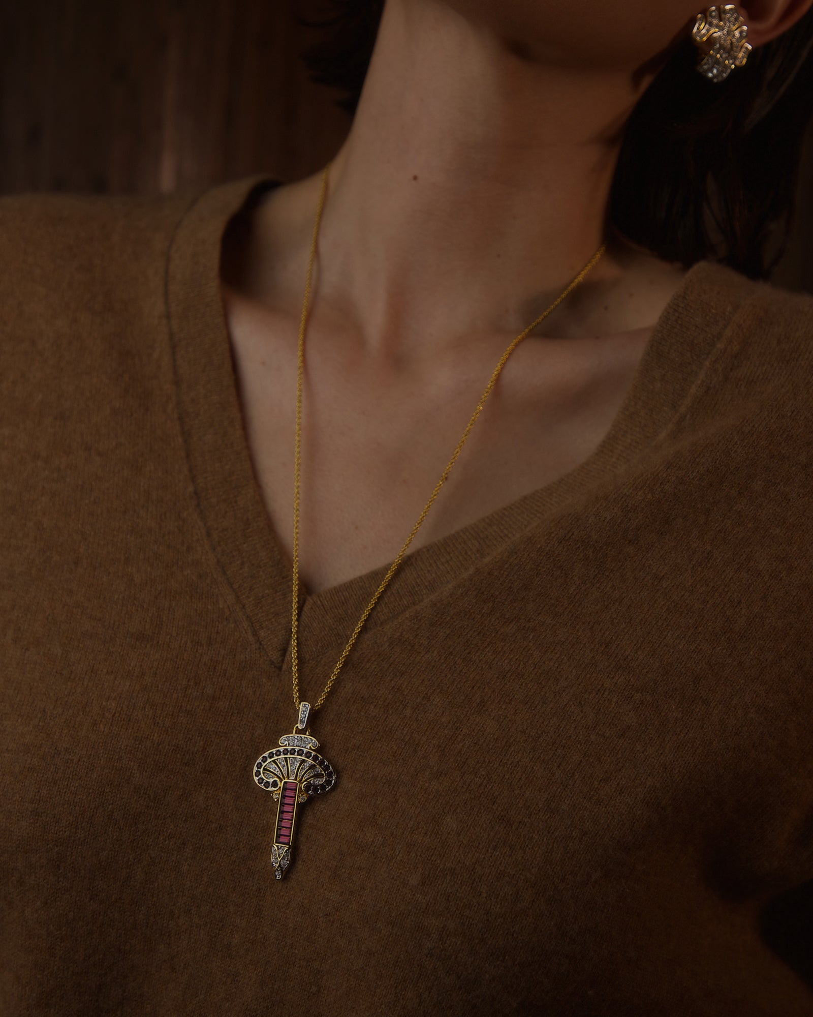 Vintage Crystal Victorian Key Pendant Necklace – Julia Vaughn