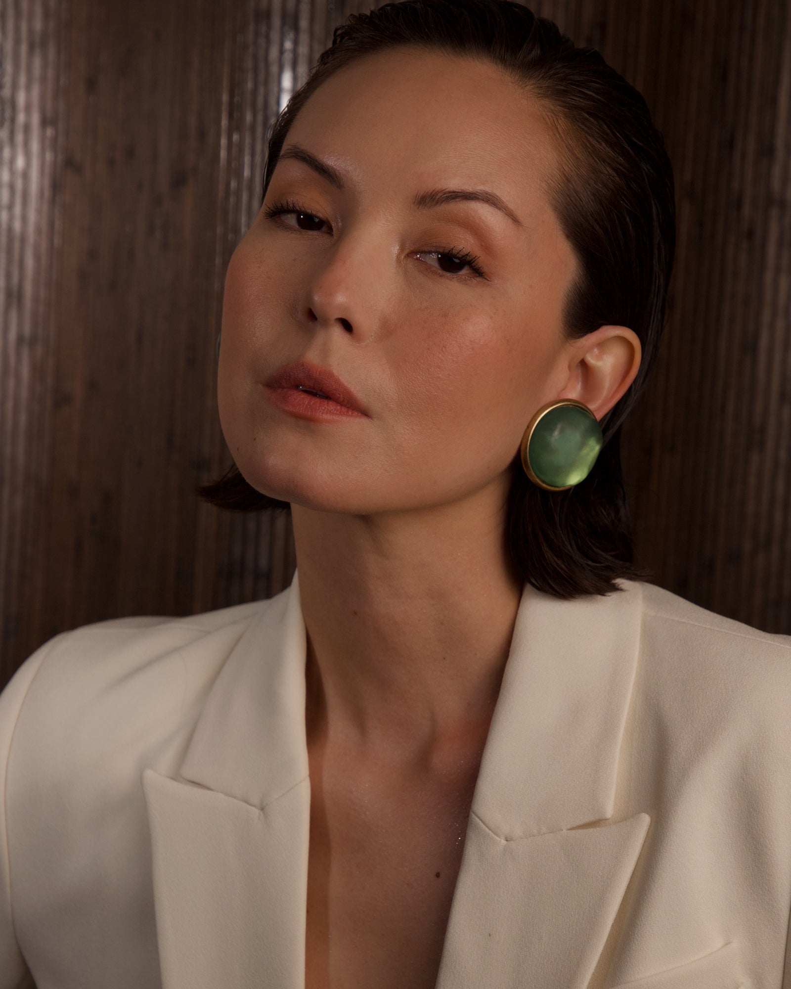 Vintage Oversized Abstract Green Cab Clip Ons – Julia Vaughn