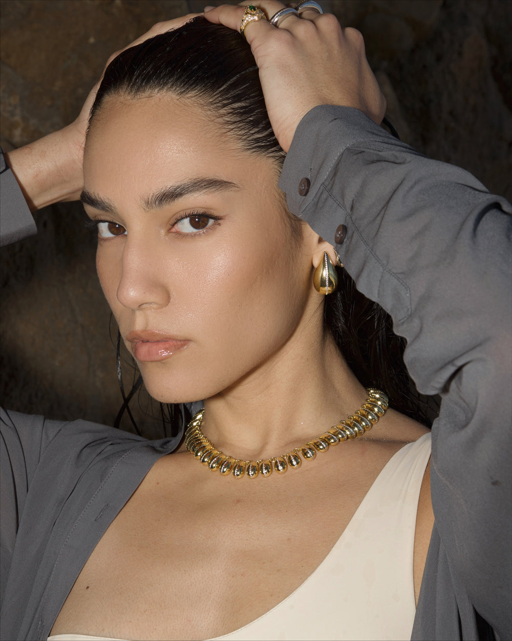 Hera Large Drop Earrings Gold – Julia Vaughn