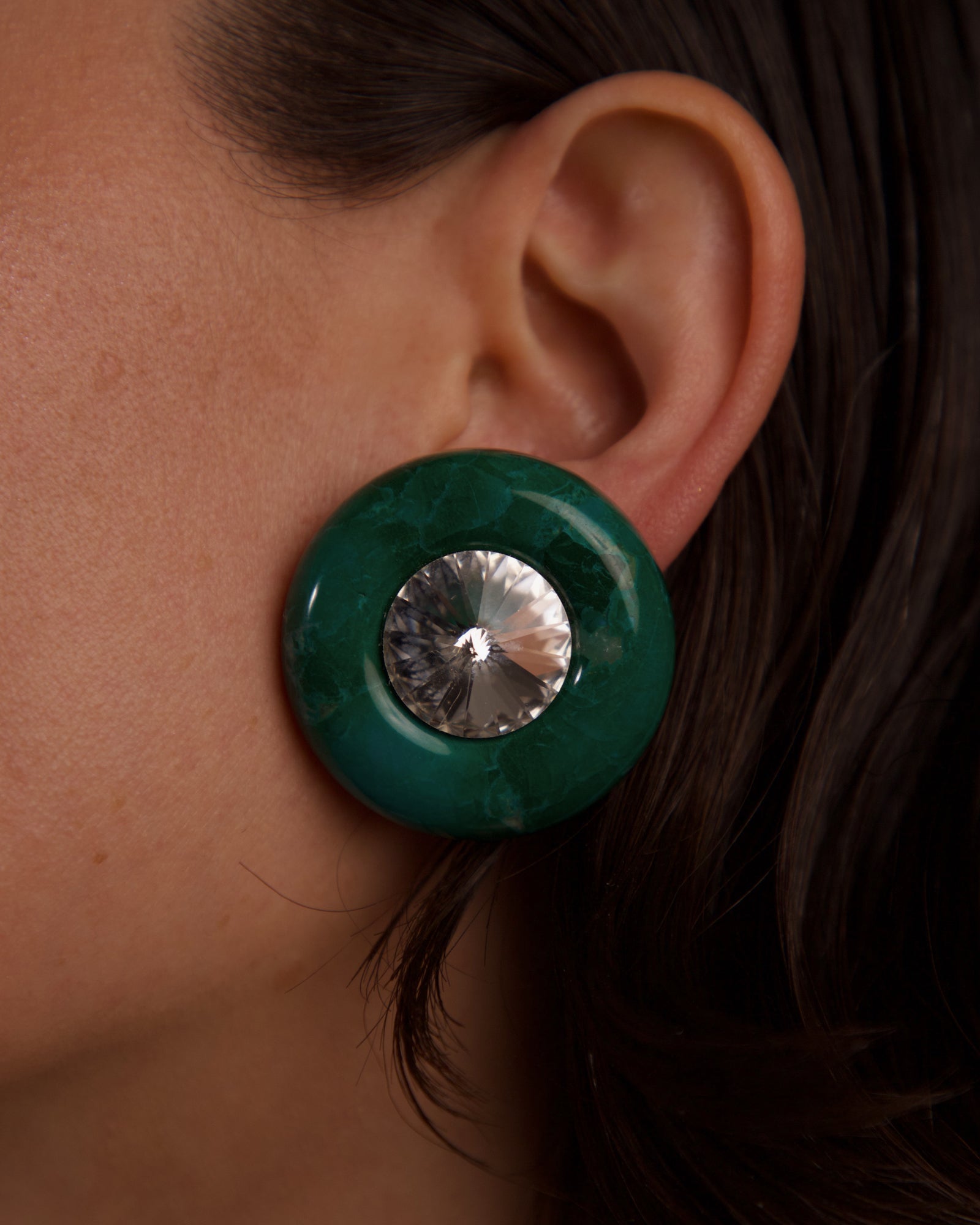 Vintage Joni Malachite & Rivoli Clip Ons – Julia Vaughn