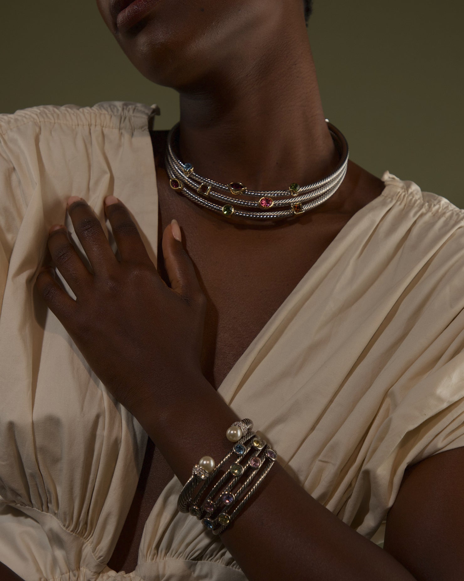 VINTAGE PASTEL RHINESTONE CABLE COLLAR – Julia Vaughn