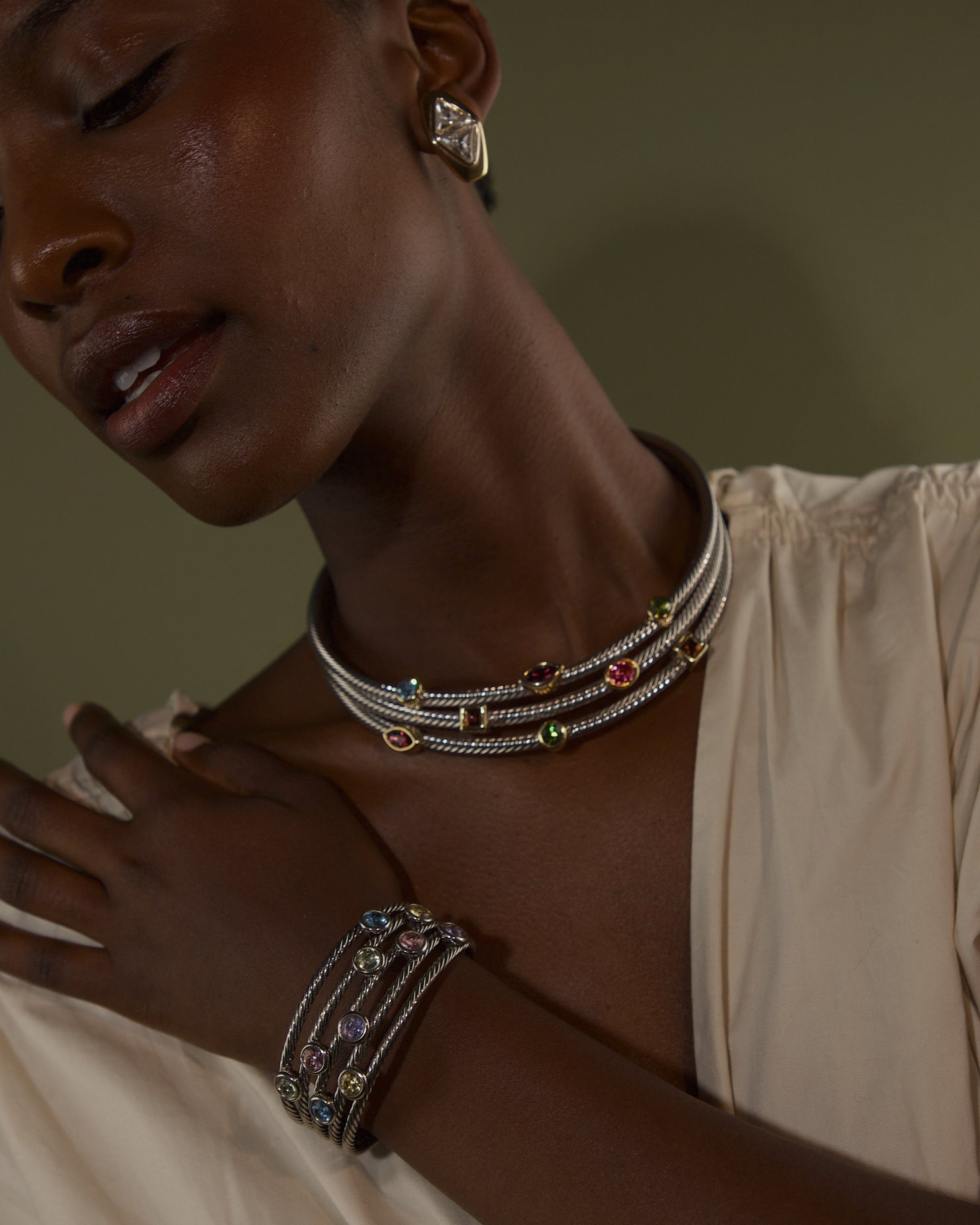 VINTAGE PASTEL RHINESTONE CABLE COLLAR – Julia Vaughn